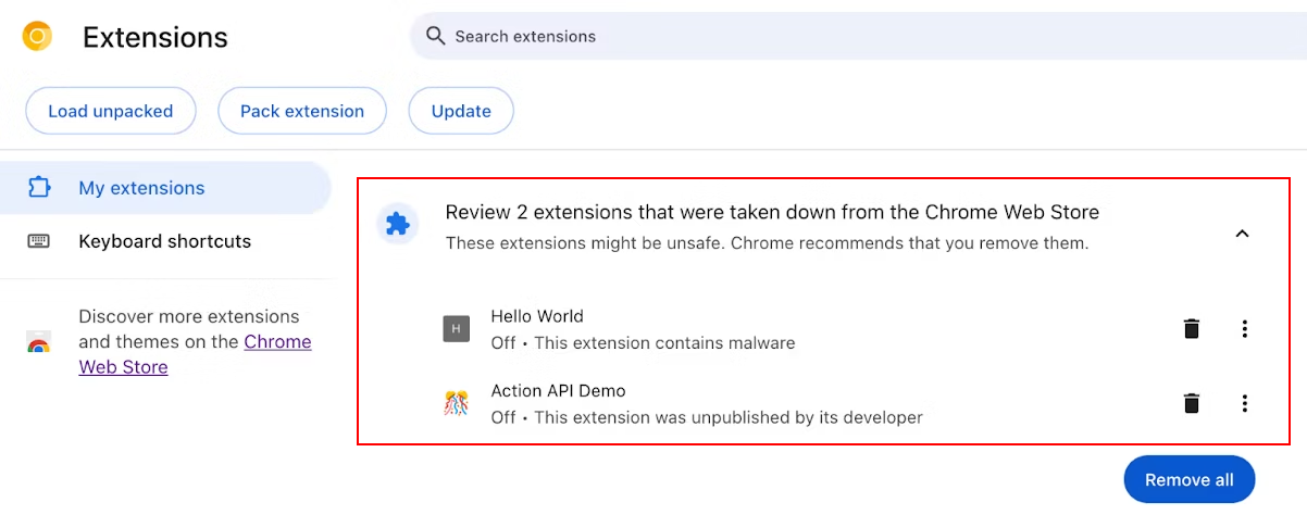 Chrome 117將在擴充程式移除或標示為惡意時通知用戶 | iThome